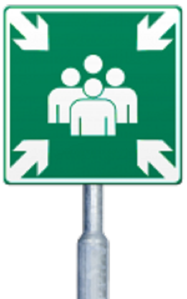 Bord verzamelplaats op flespaal 40x40 cm - Ontruiming - Dynastart Tool